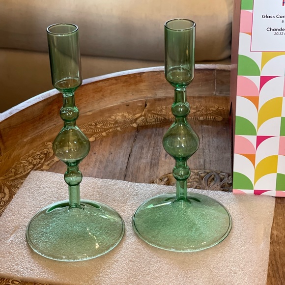 Poketo | Accents | New Poketo Green Glass Candlestick Holders | Poshmark